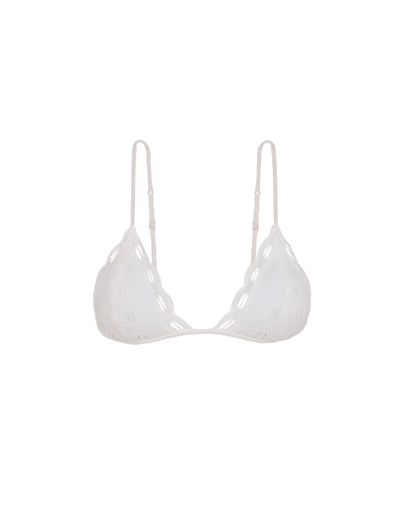 Eyelet Naya Tri Top - White
