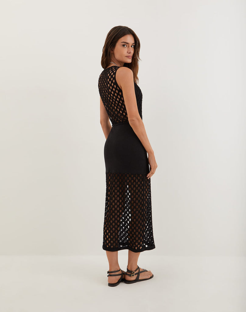Knit Star Midi Dress - Black